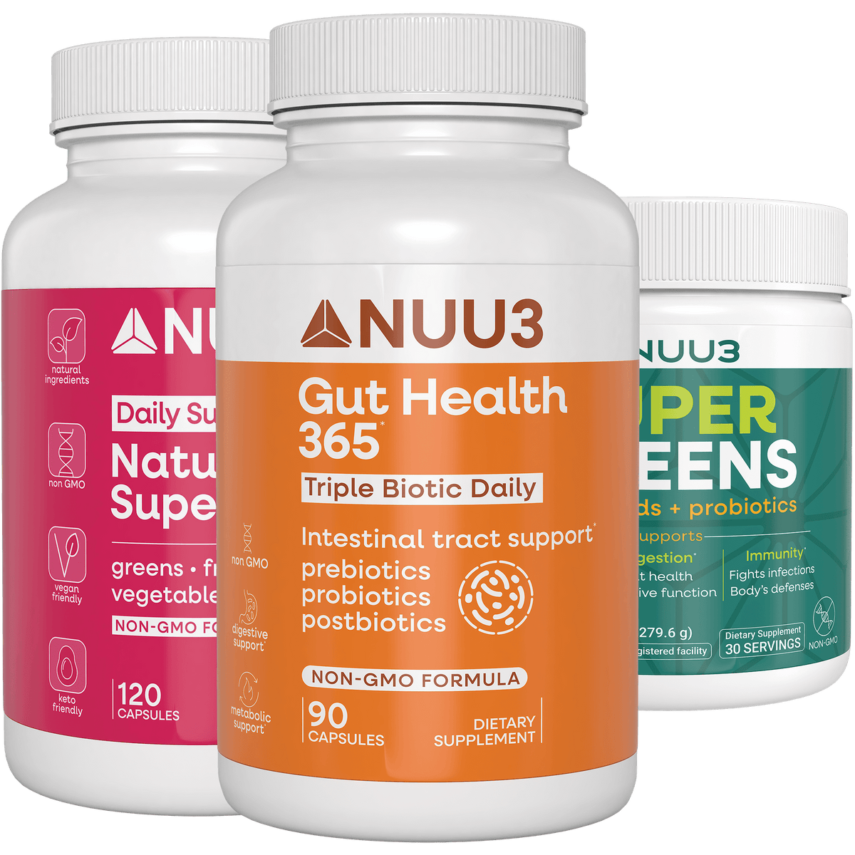 Nature's Superfuel + Gut Health 365 + NUU3 Supergreens – Nuu3